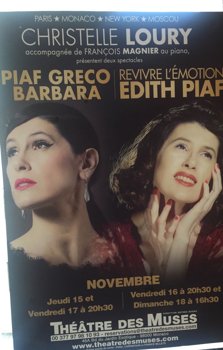 Christelle Loury canta Edith Piaf al Theatre des Muses di Monaco ...